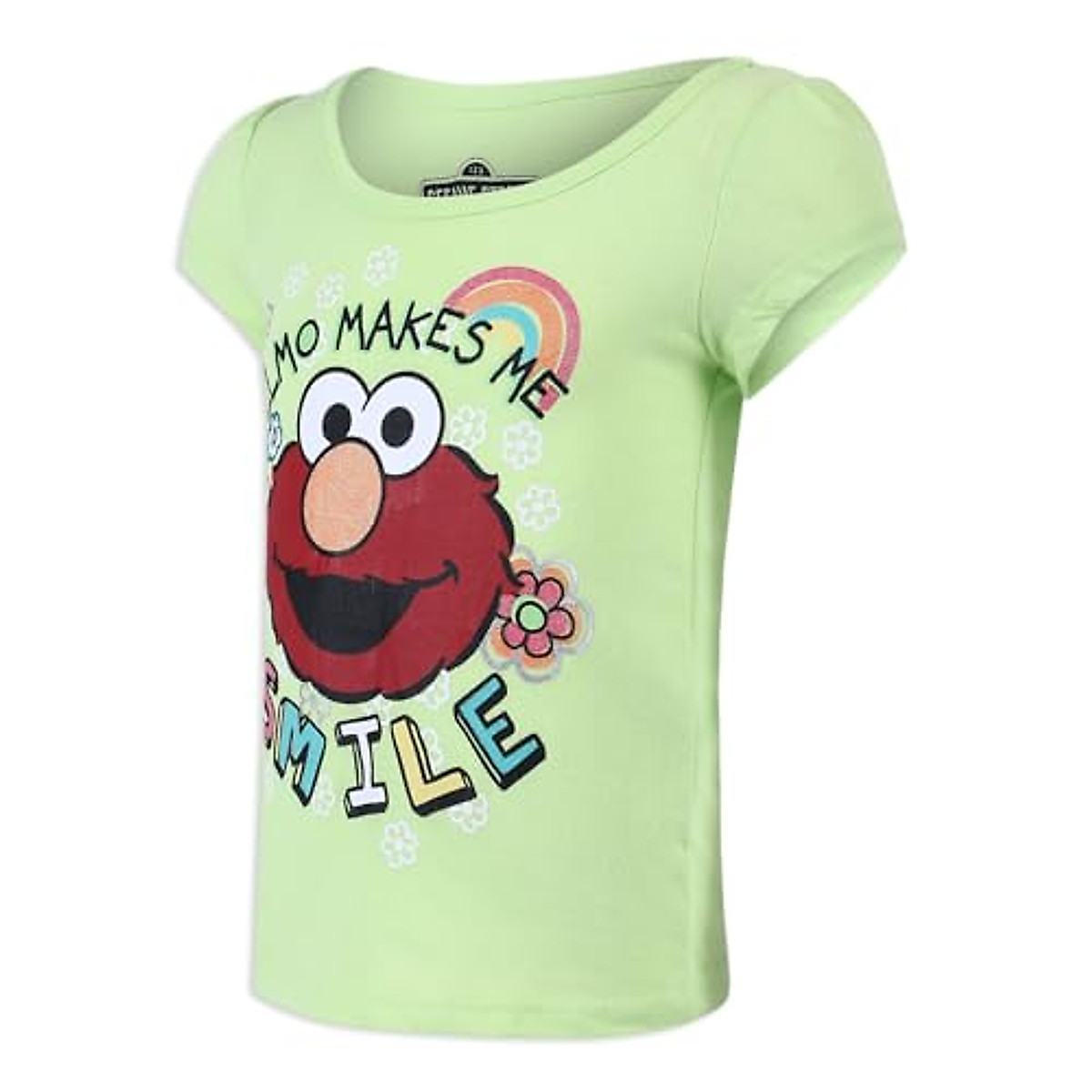 Sesame Street Girls' Modern/Fitted, Green Elmo Smile, 3T