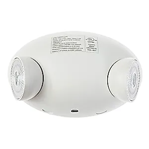 Ciata Lighting Round Head Emergency Wall Light with Battery Back-up, 120-277V, Two Head Adjustable Emergency Lighting Commercial, for Home in White Finish