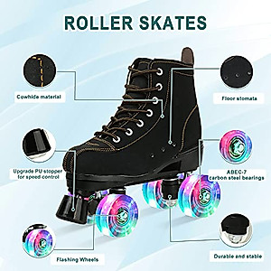 jessie High-Top Roller Skates for Men Women Outdoor and Indoor Roller Skates for Beginner Classic Four-Wheel Roller Skate with Shoes Bag