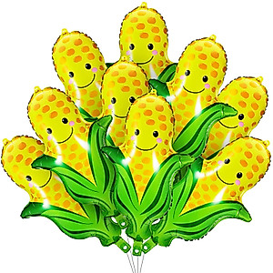 Shappy 20 Pcs Corn Balloons Fruit Themed Balloons 28 Inch Corn Decorations Balloons Corn Foil Balloon for Birthday Baby Shower Wedding Fall Vegetable Fruit Party Decorations Supplies