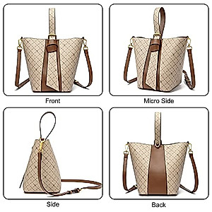 Bucket Bags for Women Soft PU Leather Shoulder Bags Tote Purses and Handbags Fashion Crossbody Bag (Beige)