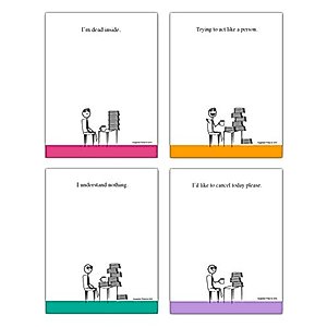 Funny Novelty Gift Notepads - 4-Pack Bundle - I'm Dead Inside, Trying to Act Like a Person, I Understand Nothing, I'd Like to Cancel Today Please