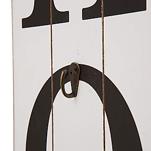 Glitzhome JK44369 Wooden Rustic Farmhouse Wall Hanging Porch Decor with 3 Changeable Floral Wreath, 42”H, Home Welcome Sign for Front Door, Rectangular, White