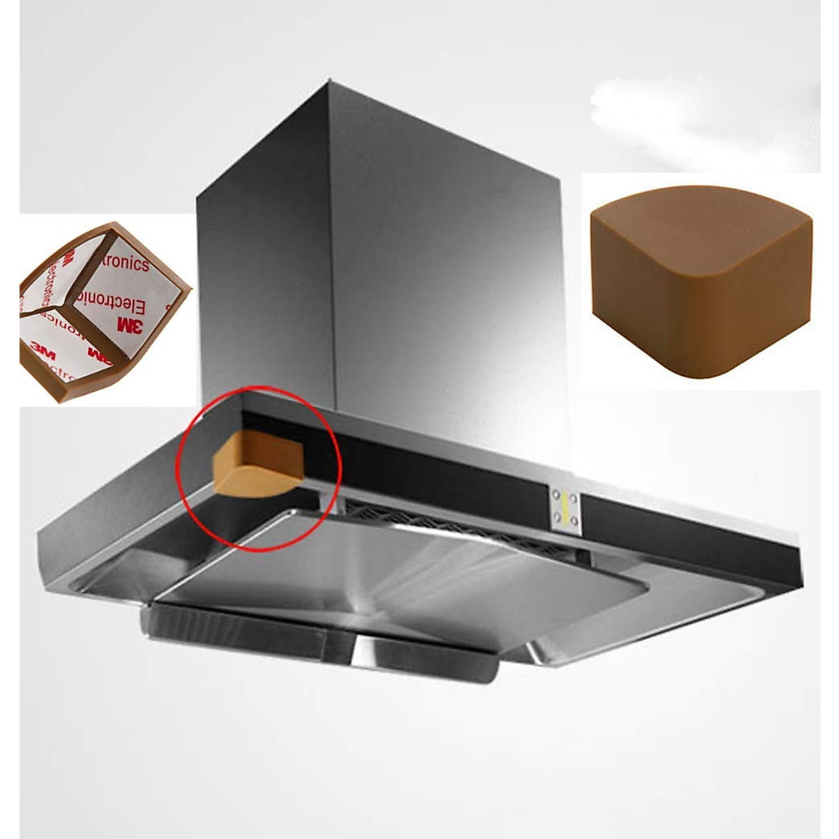 Corner Guards/Kitchen Wall Mount Range Hood Safety Edge Protector/Head Protector/High Resistant Adhesive Gel/Range Hood Accessories/Child Safety Furniture Bumper/Protectors (2Pcs)