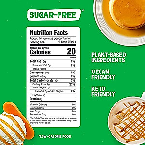 Pyure Organic Caramel Flavored Syrup, Zero Sugar, 1 Net Carb, Gluten-Free, Plant-Based for Vegan Keto Friendly Food, 14 Oz