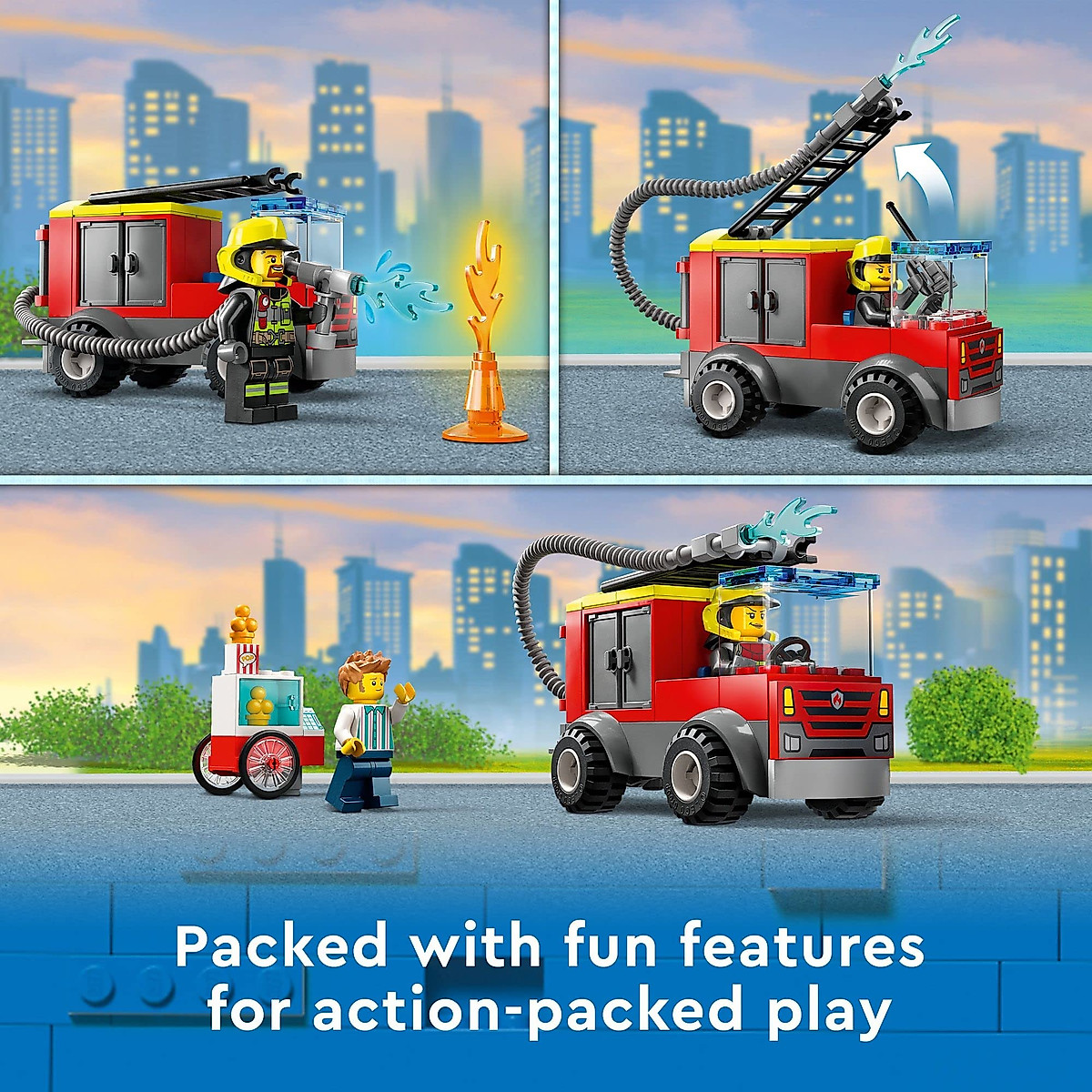 Lego City Fire Station and Fire Engine 60375, Pretend Play Fire Station with Firefighter Minifigures, Educational Vehicle Toys for Kids Boys Girls Age 4+