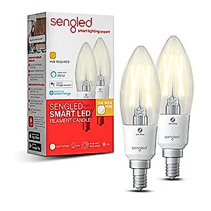 Sengled Zigbee Smart Light Bulbs, Smart Hub Required, Work with SmartThings and Echo with Built-in Hub, Voice Control with Alexa and Google Home, Soft White B11 Candelabra Light Bulbs 40W Eqv. 2 Pack