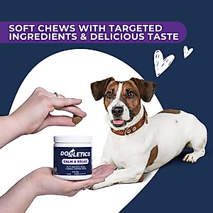 Dogletics Calm & Relax Soft Chew Supplements for Dogs - Reduce Stress & Anxiety, Behavioral Support, Promote Rest & Relaxation for Active Dogs