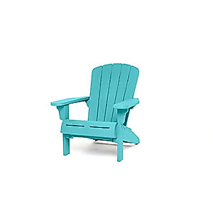 Keter Teton Adirondack Weather Resistant Furniture for Entertaining by The Pool, Patio and Fire Pit, Easy Assembly Outdoor Seating, Weatherwood