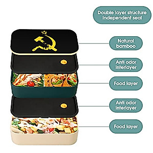 Russian Soviet Flag Hammer and Sickle Bento Lunch Box Leak-Proof Bento Box Food Containers with 2 Compartments for Offce Work Picnic Green-Style