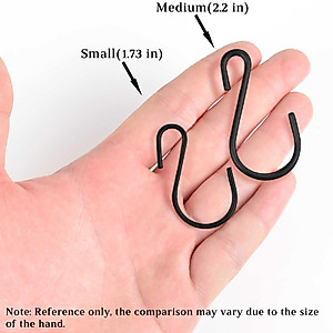 Yikla S Hooks for Hanging Plants, Clothes, 20 Pack Black S Shaped Hooks Made of Metal Iron, Heavy Duty S-Hooks