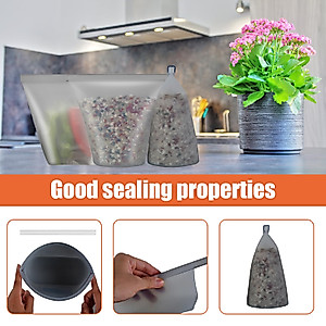 8 Pack Silicone Food Bags, Silicone Reusable Freezer Bag, Reusable Bags, Freezer Microwave Oven Dishwasher Safe for Food Leftover Travel Camping (Gray)