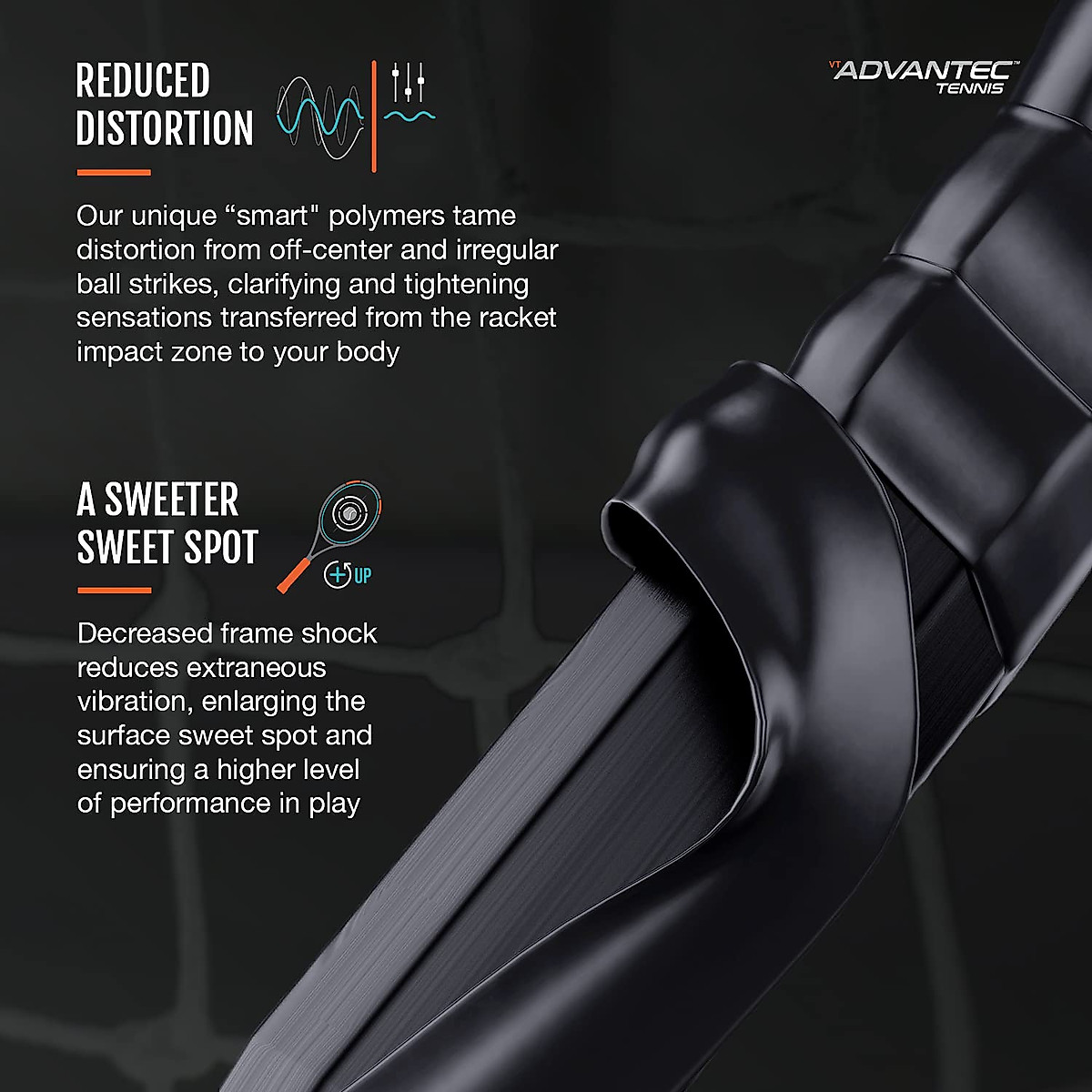 Vibration Dampening Tennis Racket Grip Tape – Advanced Polymer Technology – Dampens Frame Vibration – Simple Adhesive-Free Installation – Optimize Response and Control by VT Advantec