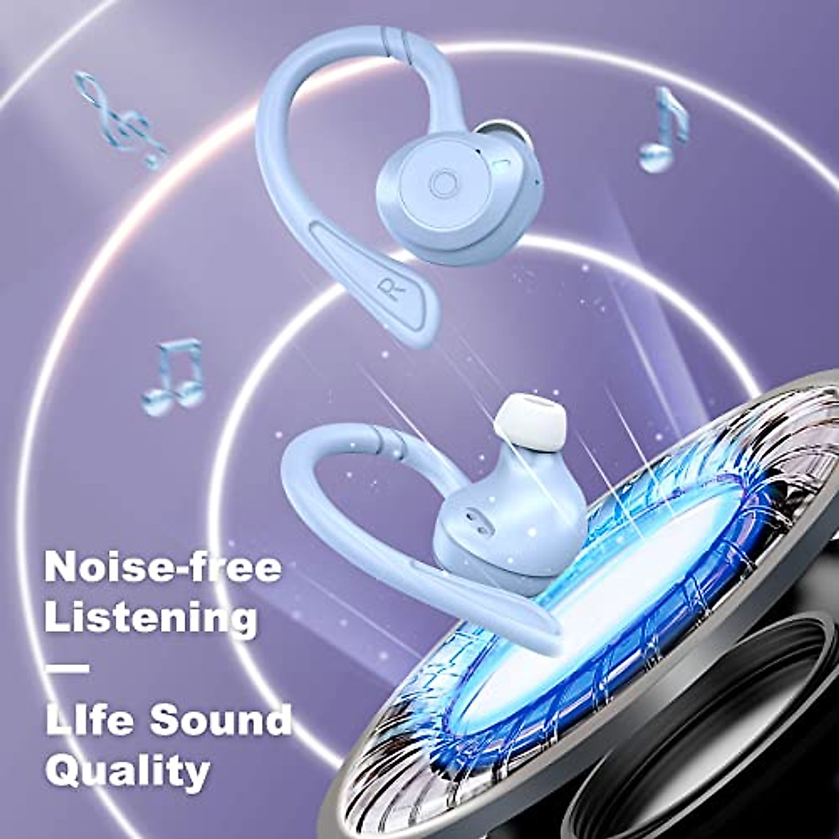 comiso Wireless Earbuds Bluetooth Headphones, True Wireless in Ear Bluetooth 5.1 Earbuds with Microphone, Deep Bass, IPX7 Waterproof Loud Voice Earphones for Sport Outdoor Running Gym Workout(Purple)