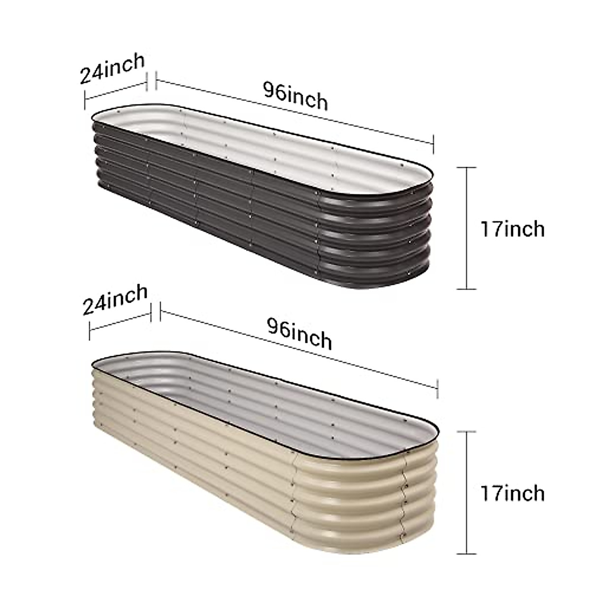 CDEN Aluzinc Raised Garden Bed Kit,Planter Raised Bed,17" Tall,9 in 1 Series for Flowers、Vegetables、Fruites（Starry Grey）.