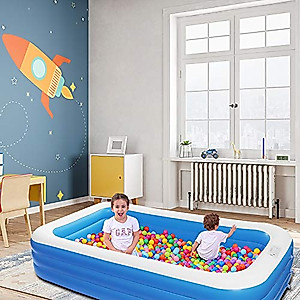 YOUBTQ Inflatable Swimming Pool,Inflatable Swim Pool for Kids, Indoor & Outdoor 120" x 72" x 22" Inflatable Swimming Pool - Wall Thickness 0.3mm for Kids, Adults,Garden, Backyard Water Party Blue