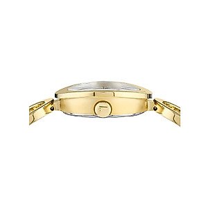 Ferragamo Gancino Collection Luxury Womens Watch Timepiece with a Gold Bracelet Featuring a Gold Case and White Dial