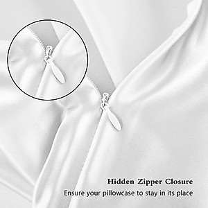 Silk Pillow Cases 2 Pack, Mulberry Silk Pillowcases Standard Set of 2, Health, Smooth, Anti Acne, Beauty Sleep, Both Sides Natural Silk Satin Pillow Cases for Women 2 Pack with Zipper for Gift,White