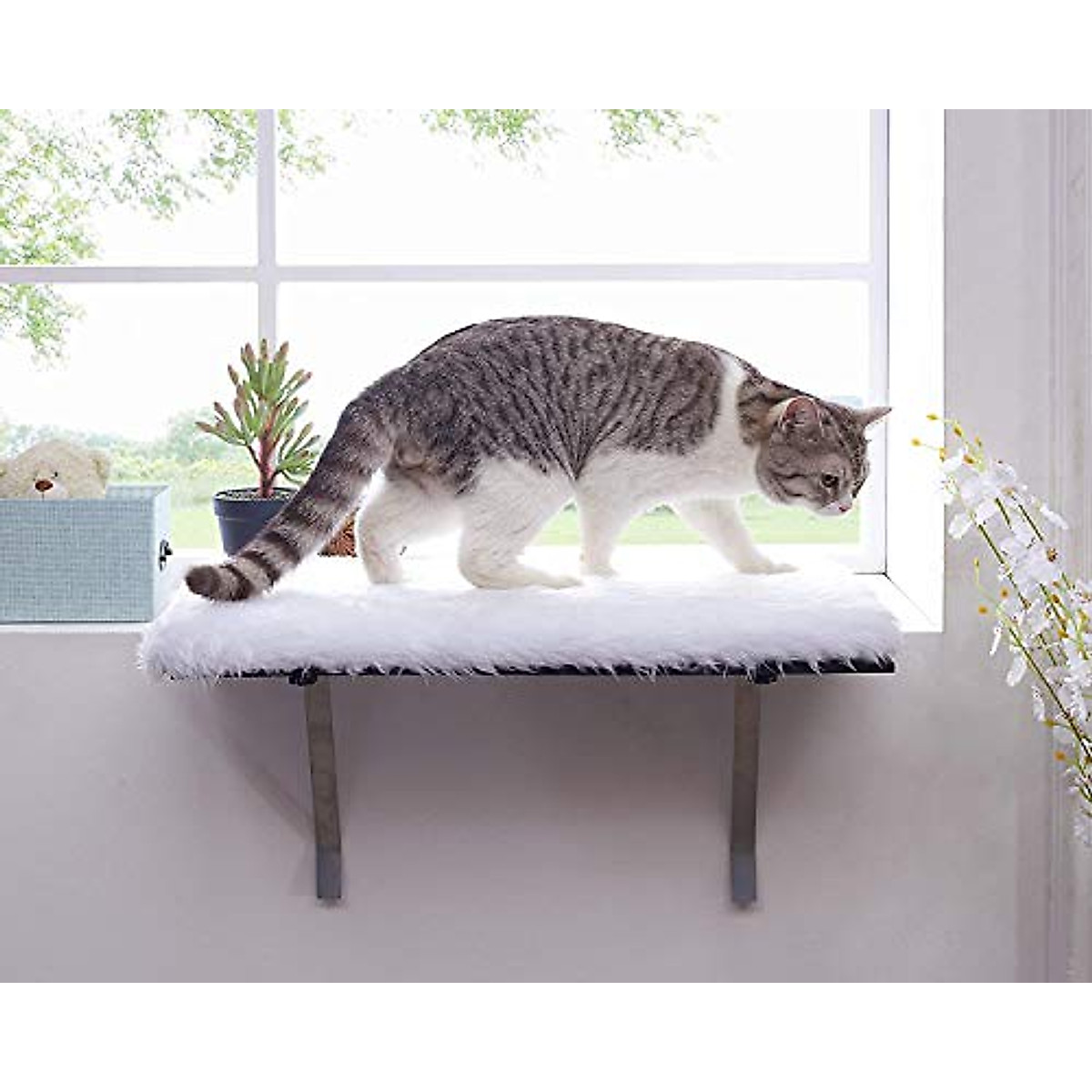 sweetgo Cat Window Perch-Mounted Shelf Bed for cat-Funny Sleep DIY Kitty Sill Window Perch- Washable Foam Cat Seat