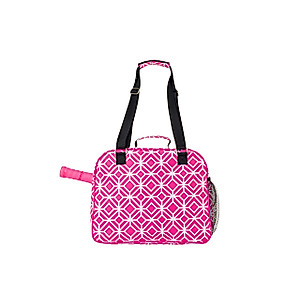 Thorza Pickleball Bag for Women with Paddle Holder, Mesh Side Pocket, Large Inner Storage, Carry Handle, and Adjustable Shoulder Strap, Sports Equipment for Amateurs and Pros, Pink
