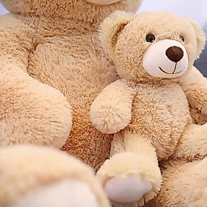 uHousDeco 2 in 1 Mommy and Baby Teddy Bear Stuffed Animals, Cute Soft Plush Toy for Girl Children Girlfriend Valentine's Day, 40-inches, Light Brown