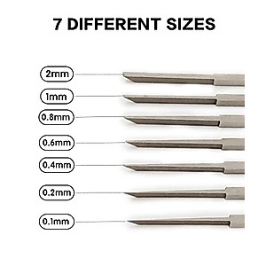 VICRAZZE Model Panel Line Scriber Resin Carved Scribe line Hobby Cutting Tool Model Chisel with 7 Blades 0.1/0.2/0.4/0.6/0.8/1.0/2.0mm for Carving Cutting