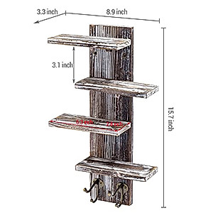 MyGift Solid Torched Wood Sunglasses Holder Display Stand, Wall Mounted Retail Eyewear Showcase Shelf Rack, Holds 4-Pairs