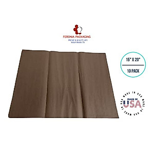Chocolate Tissue Paper Squares, Bulk 10 Sheets, Premium Gift Wrap and Art Supplies for Birthdays, Holidays, or Presents by Feronia packaging, Large 15 Inch x 20 Inch Made in USA