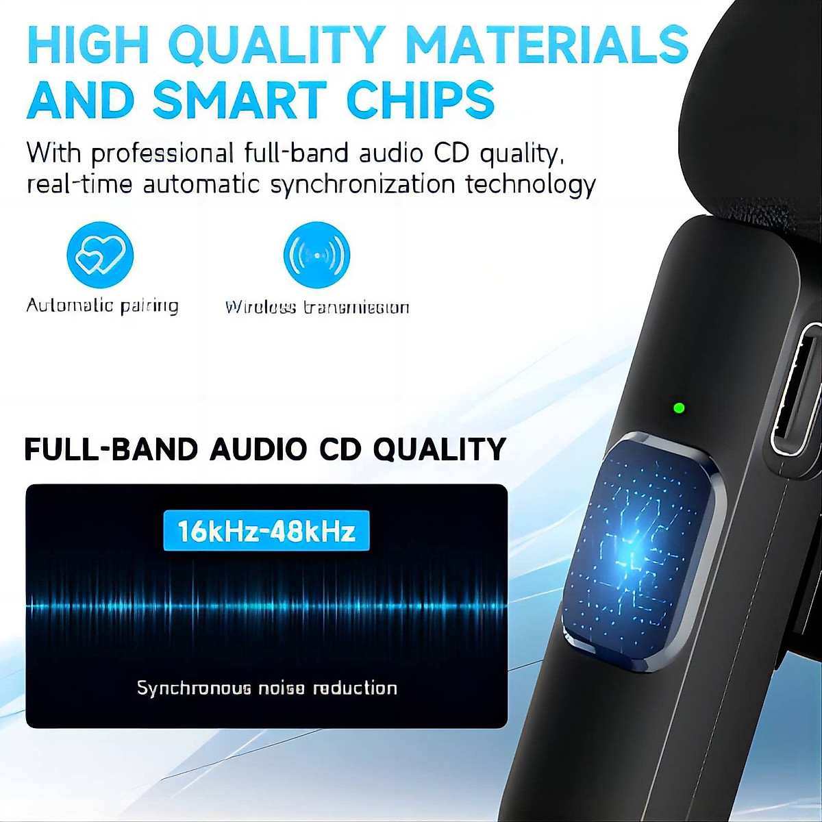 PQRQP Dual Wireless Lavalier Microphone for iPhone, iPad, Video Conferencing, Recording, Live Streaming