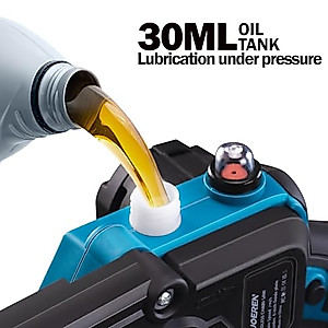 HUOEREN Mini Chainsaw 6 Inch Compatible with Ma-kita Battery 18V, Cordless Power Mini Chain Saw, Portable Electric Hand Chainsaw with Brushless Motor and Oiler for tree pruning(Battery Not Included)