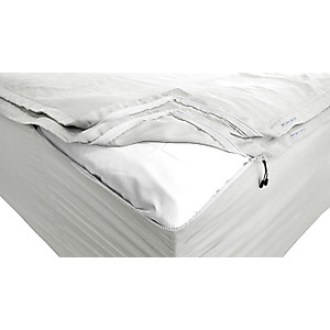 Zip On Fitted Sheet - Includes 2 Zip-On Sheets & 1 Fitted Sheet Base - Upto 16” Inch Deep Pockets Full Size Zipper Fitted Sheets - Soft Cotton 600 TC Fitted Sheet - White