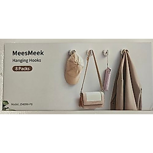 MeesMeek Adhesive Hooks - No Tools, Easy to Use Utility Hooks, Small Sticky Hooks for Hanging Oven Mitts, Kitchenware, Clothes, Towels, Hats, Keys (8 Pack)