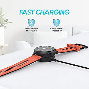 Compatible Samsung Watch Charger for Galaxy Watch 4, Galaxy Watch 3, Samsung Smart Watch Active 2 by ElloGear - USB Wireless Charging Dock Replacement Adapter Stand Classic Charge - Black