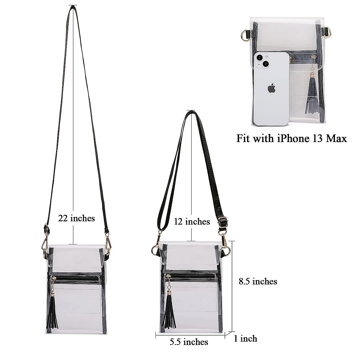 LZXYBIN Clear Purse Stadium Approved, Small Cute Clear Gameday Handbags See Through Purse Transparent Crossbody Bag for Women (Clear)