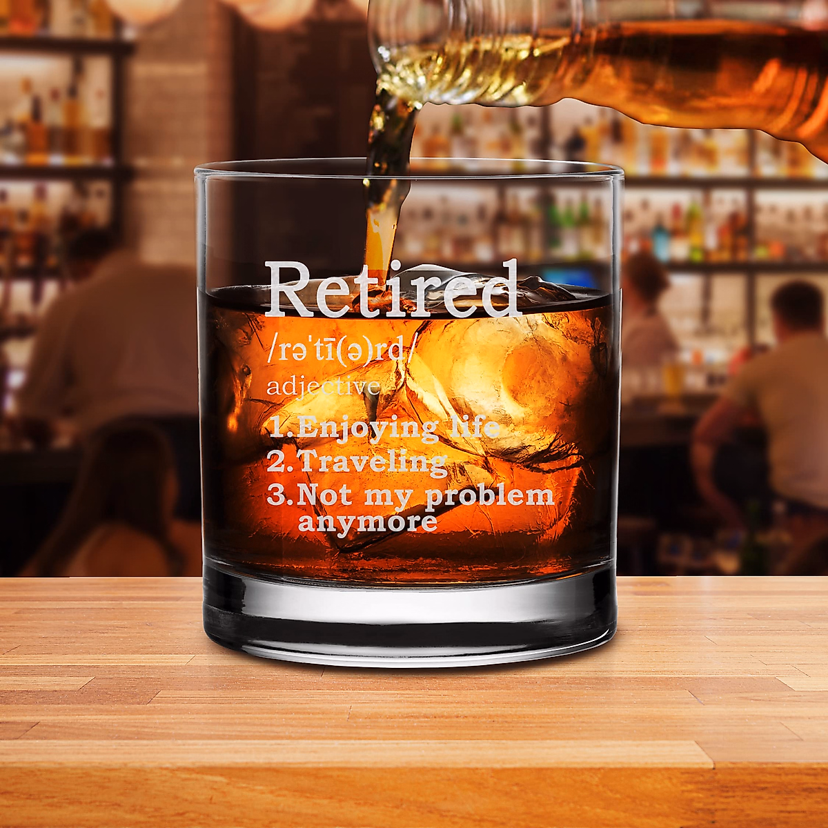 NeeNoNex Retired Definition Whiskey Glass Funny and Great Retirement Gift for Coworkers Boss Mom Dad Funny Dictionary Definition