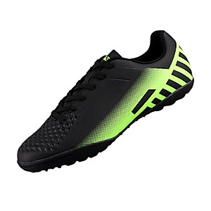Vizari Santos Turf Soccer Shoes for Boys and Girls| Turf Shoes with Two Color Synthetic Upper | Youth Football Turf Shoes with Rubber Oursole | Superior Traction on Turf Ground, (Black/Green, 9)
