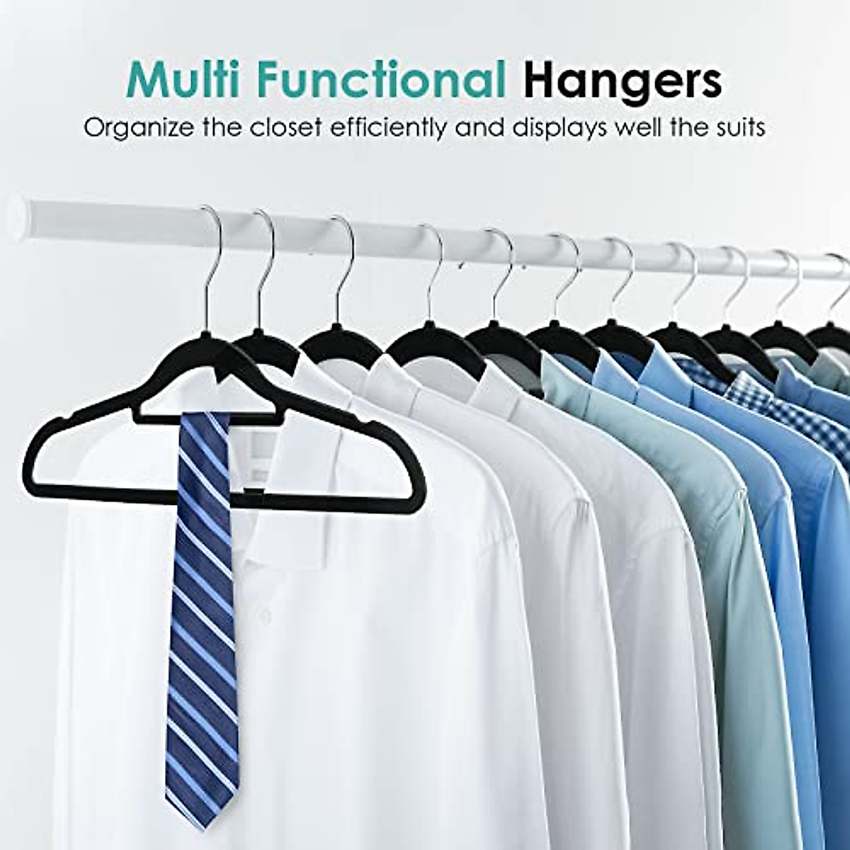 Velvet Hangers Non Slip Felt Hangers, DUDUCOFU 30 Pack Black Velvet Hangers Clothes Hangers Space Saving Slim Hangers with 360 Degree Swivel Hook for Suits Coats, Jackets, Pants, and Dress Clothes