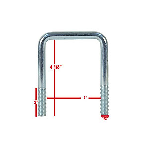 CE Smith - 15274A Zinc U-Bolt - Essential Boating Hardware - 1/2"-13 x 3-1/8" x 4-1/4" - Silver