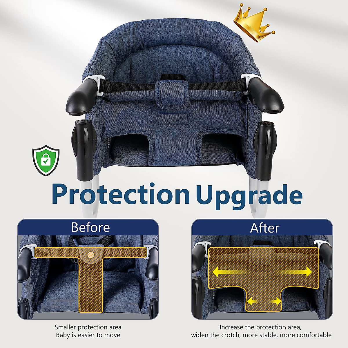 Updated Hook On High Chair, Hoomall Fast Table Chair, High Load Design Clip on High Chair, Fold-Flat Storage Portable Attachable Table Removable Seat Convenient for Home and Travel Navy