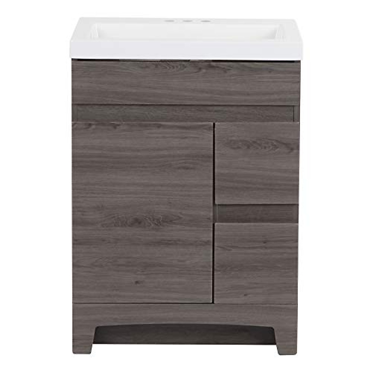 Spring Mill Cabinets Muriel Bathroom Vanity with 1-Door Cabinet, 2 Drawers, and White Single-Sink Top, 24.5" W x 16.75" D x 33.89" H, Dark Oak