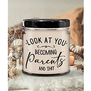 The Improper Mug Look at You Becoming Parents Candle Baby Shower Ideas for New Mom and Dad First Time Expecting Mother Father Parenthood Keepsake 9 Oz. Vanilla Scented