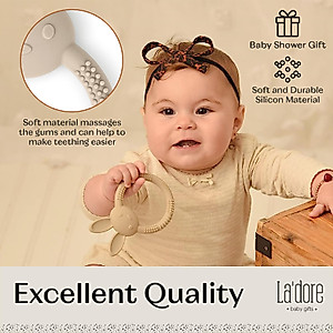 Silicone Baby Bunny Teething Toys - Silicone Teether Toys for Babies 0-6 Months - Cute Animal-Shaped Teething Relief, Easy to Clean Teething Ring - Newborn Essentials Must Have (Bunny/Denim)