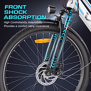 Vivi Electric Bike 500W Commuter Ebike 26" Electric City Cruiser Bicycle, 20 MPH Ebikes for Adults with 48V Removable Battery, Up to 50 Miles, Professional 7 Speed