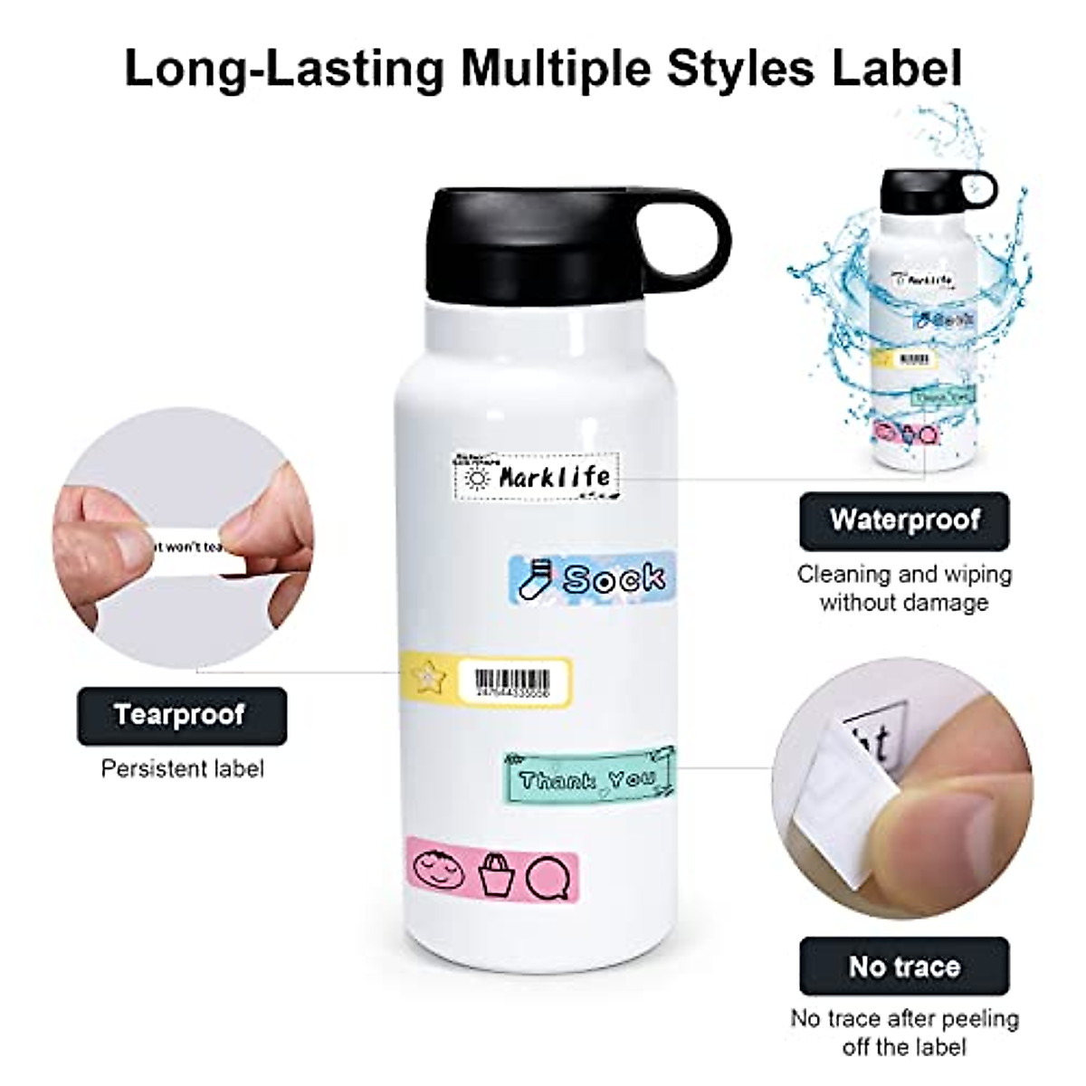 Marklife P11 Label Maker Machine with 4 Rolls Tape,Mini Thermal Wireless Inkless Sticker Printer Machine for Home Kitchen Office Organization