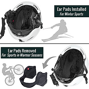 TurboSke Ski Helmet, Snowboard Helmet Snow Sports Helmet, Audio Compatible Helmet for Men, Women and Youth (L, White)