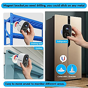 Luovisee Home Security Camera Wireless Outdoor Indoor WiFi with spot Light Night Vision Rechargeable Battery PIR Motion Detection Alert, 2-Way Audio,IP65 Water Proof,Magtnet Bracket
