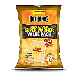 HotHands Body & Hand Super Warmers - Long Lasting Natural Odorless Air Activated Warmers - Up to 18 Hours of Heat - 10 Individual Warmers