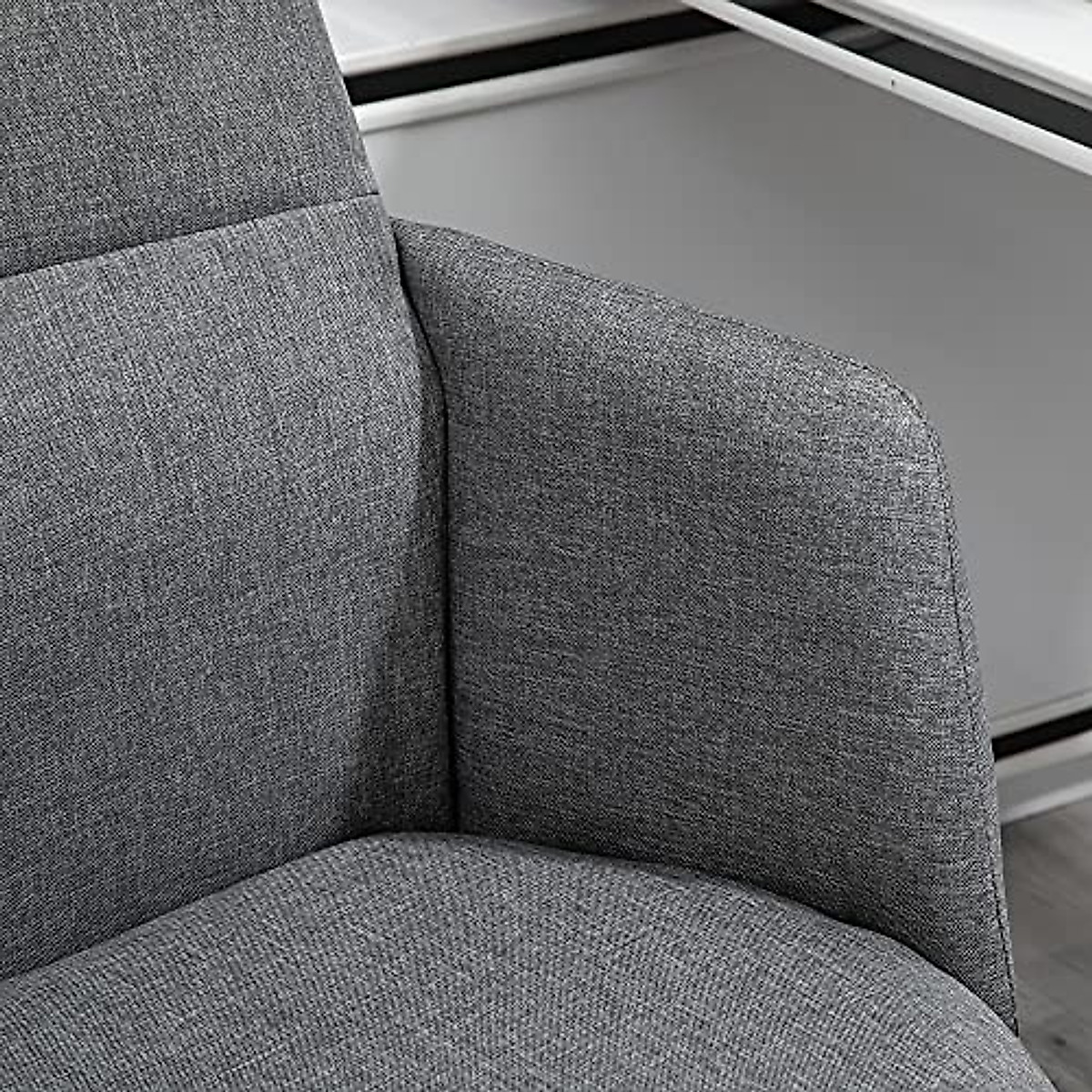 Vinsetto High Back Office Chair Breathable Fabric Computer Home Rocking Seat with Swivel Wheels, and Padded Arms, Grey