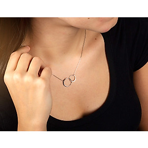 Suavell Mother Son Necklace. Sterling Silver Double Circle Necklace for Women. Mothers Day Gifts from Son. Mother Son Gifts for Mom and Sentimental Mom Birthday Gifts. Interlocking Circle Necklace