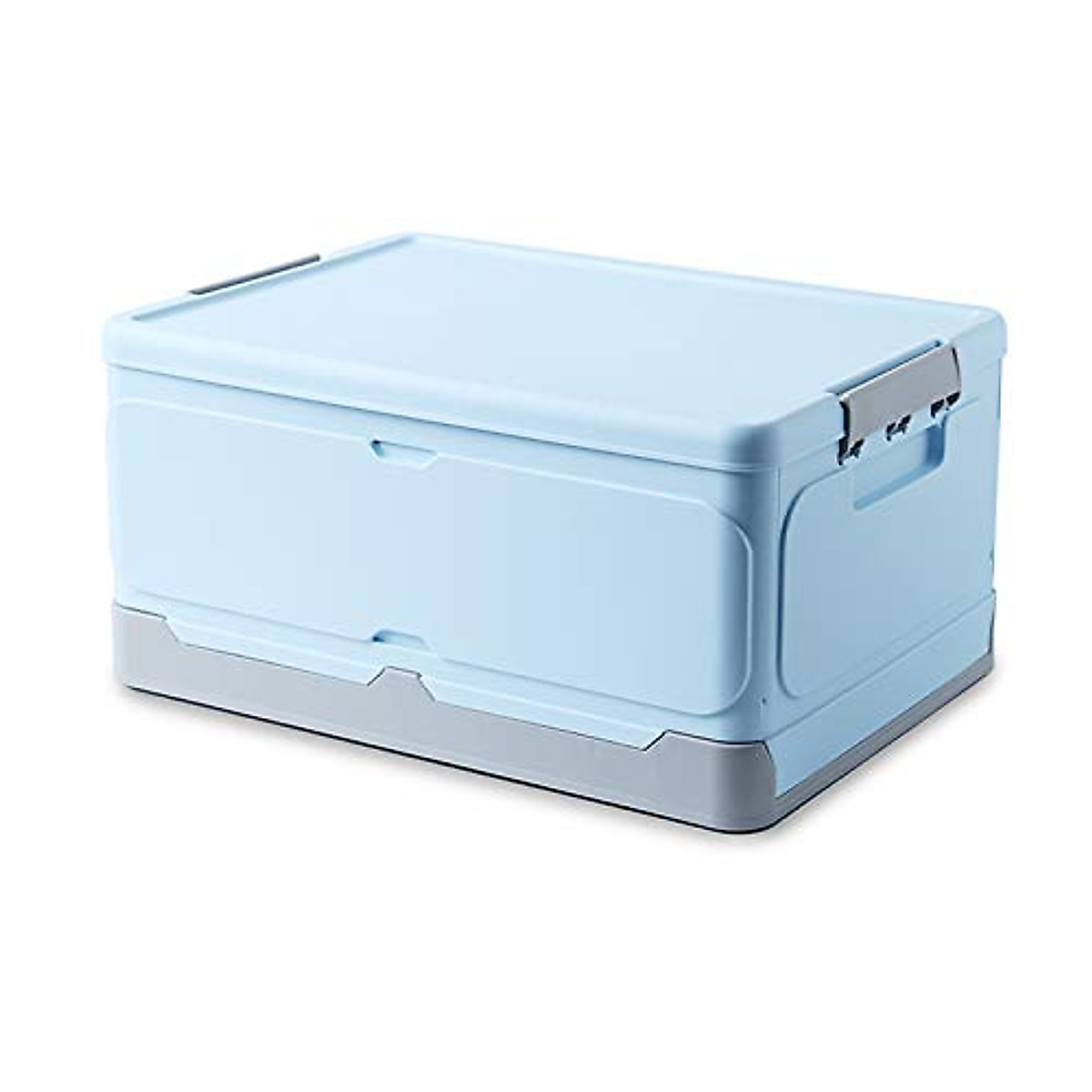 Durable Plastic Folding Storage Box Organizer with Lids, Folding Plastic Stackable, Containers for Home & Garage Organization (Blue)